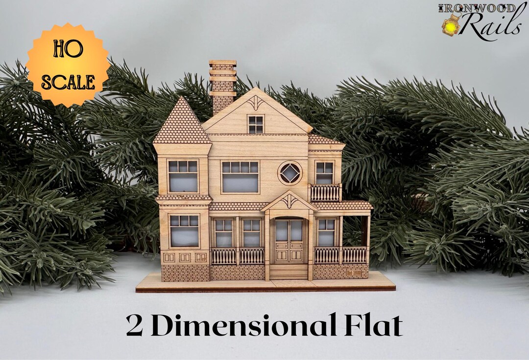 HO Scale Model Two-dimensional Victorian House Kit, Flatback Detachable ...