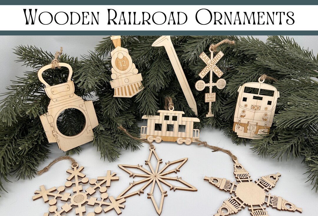 Wooden Train Railroad-themed Laser Ornament, Railroads Christmas Gifts ...