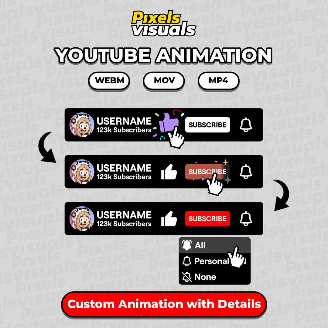 Custom Animated Youtube Subscribe Overlay With Integrated - Etsy