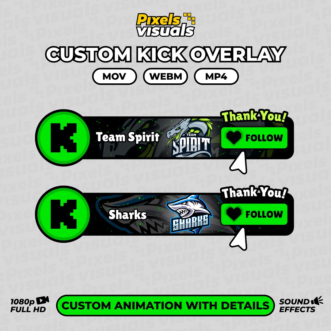 Custom Animated Kick Subscribe Overlay With Integrated Special - Etsy