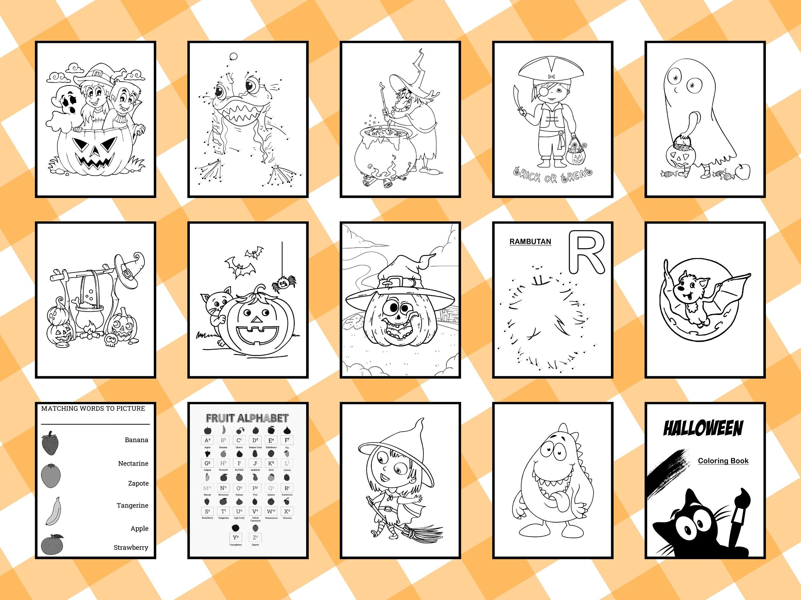 Halloween Coloring Book, Creative Activity Spooky 120 Pages Colorable ...