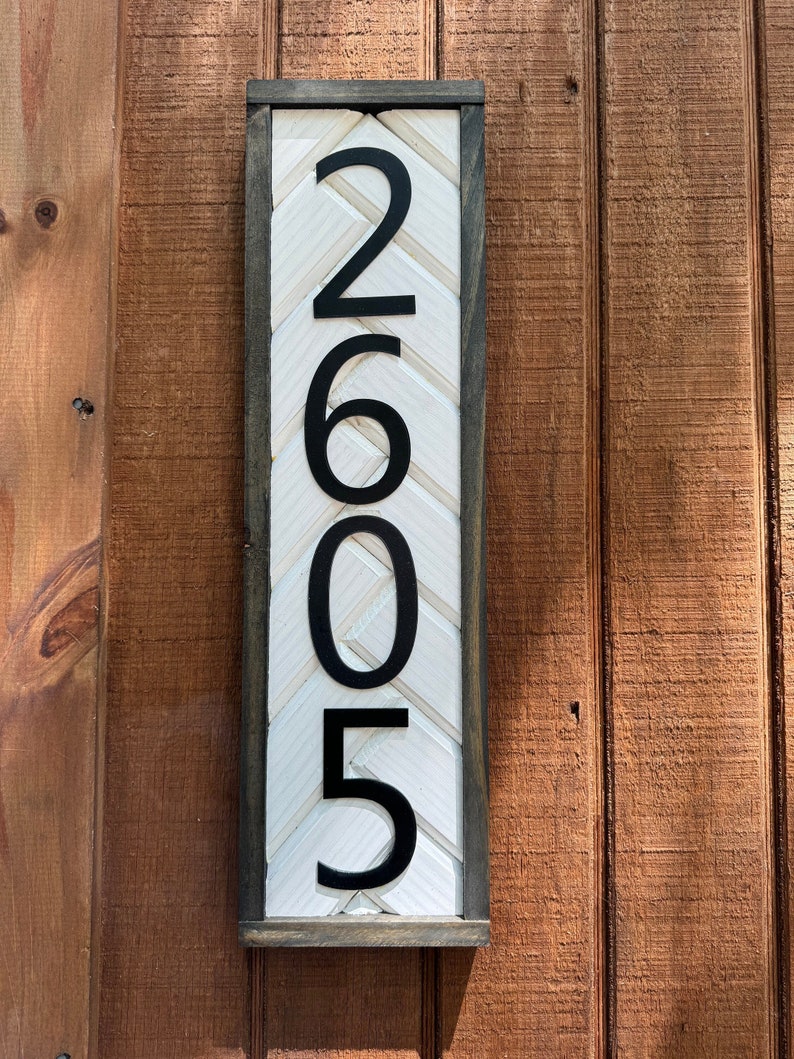 House Number Sign vertical, Handmade, Wooden - Etsy