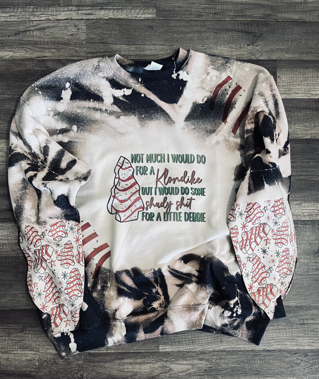 Christmas Tree Cake Bleached Sweatshirt - Etsy
