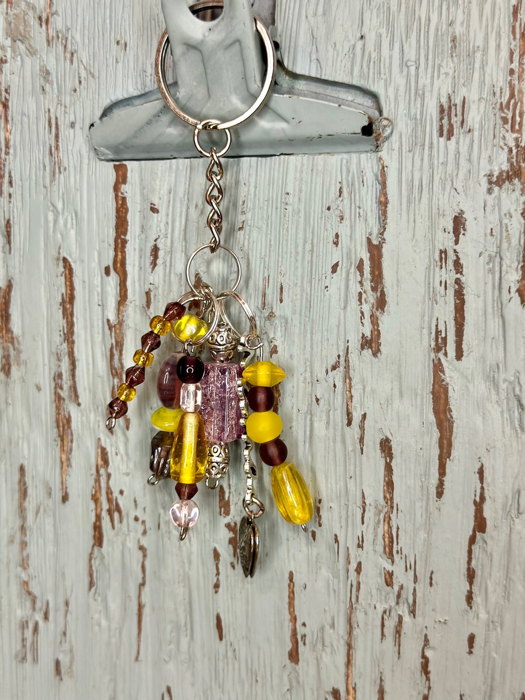 Dainty Purple and Gold Locket Keychain - Etsy