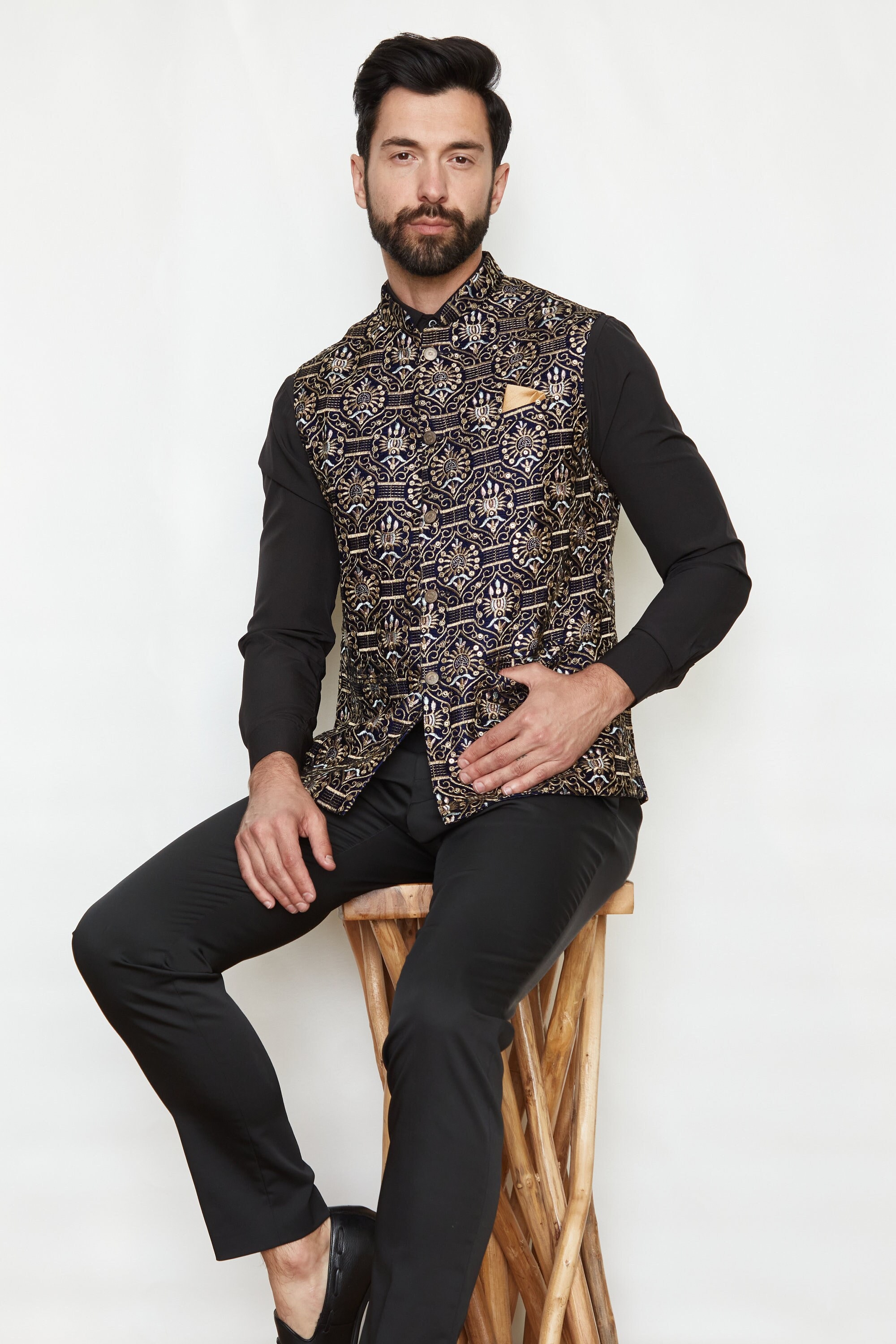 Honeyfeinated Midnight Velvet Jacket Vest, Classic Formal Wear, Dressy ...