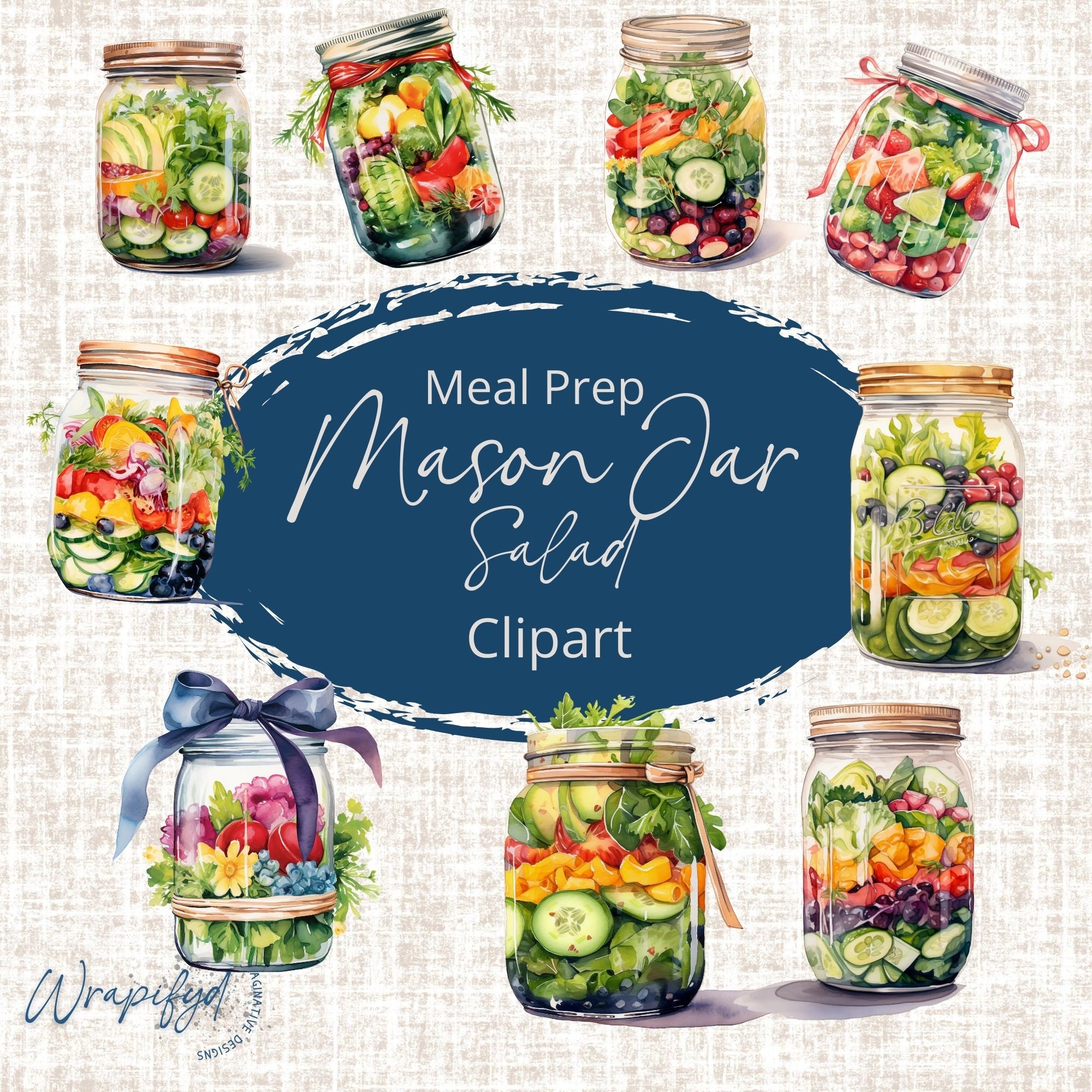 Food Clipart, PNG Clipart, Mason Jar Salad Food Clipart, Digital ...