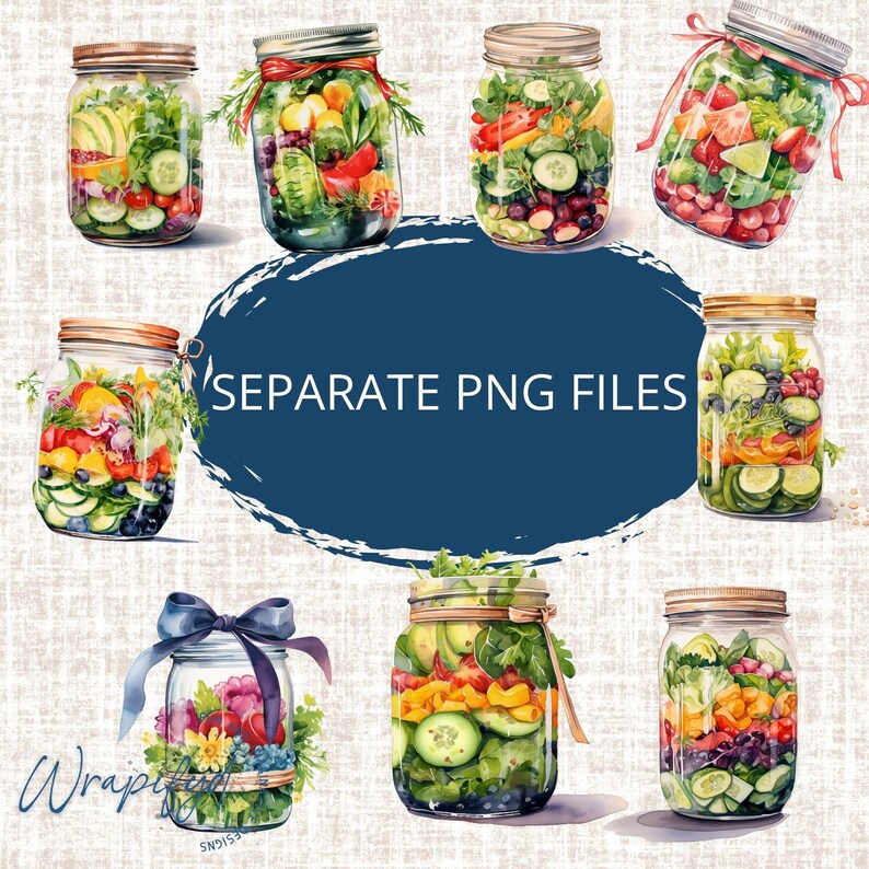 Food Clipart Png Clipart Mason Jar Salad Food Clipart Digital Download Clipart Sublimation