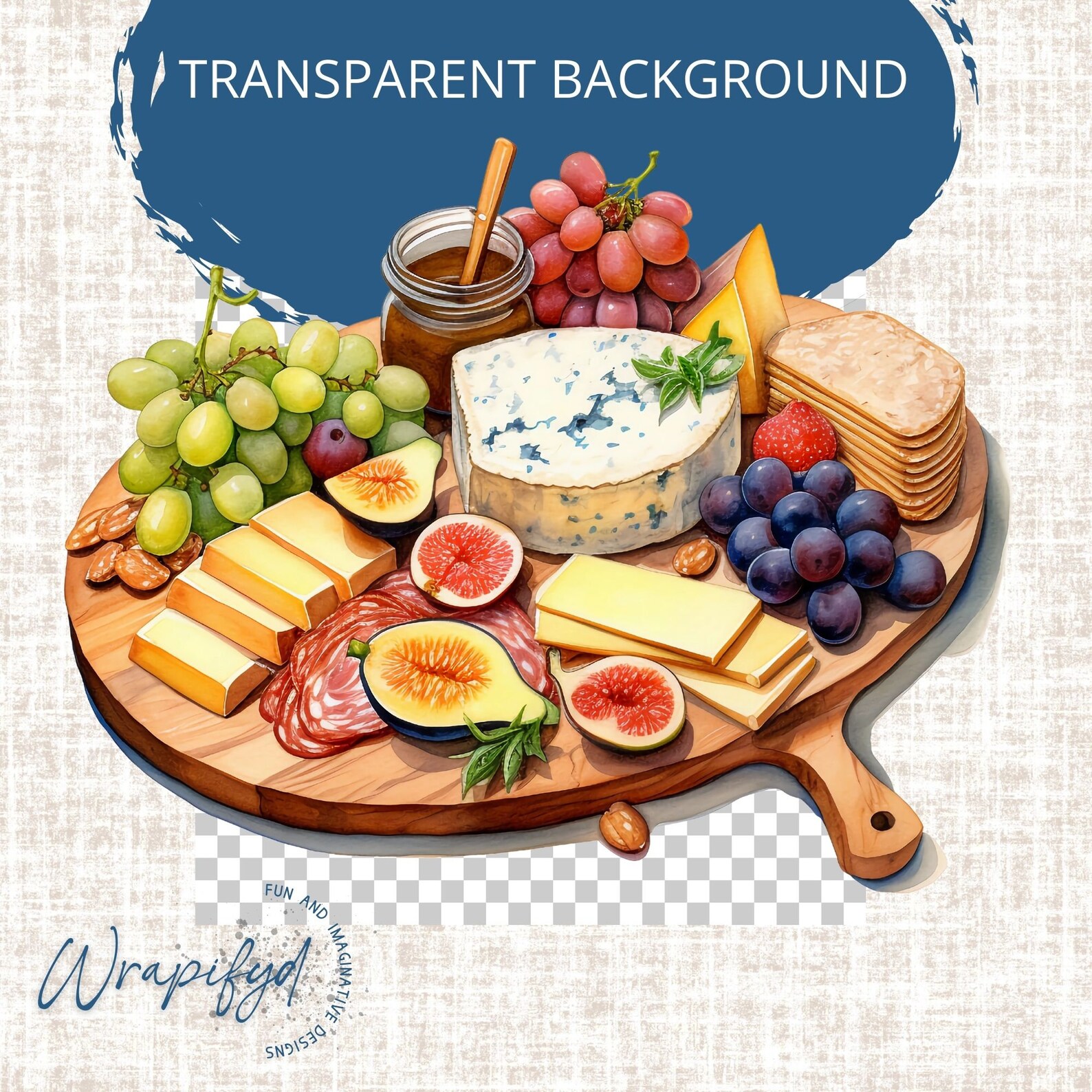 Charcuterie Board Clipart, Cutting Board Clipart, Watercolor Food ...