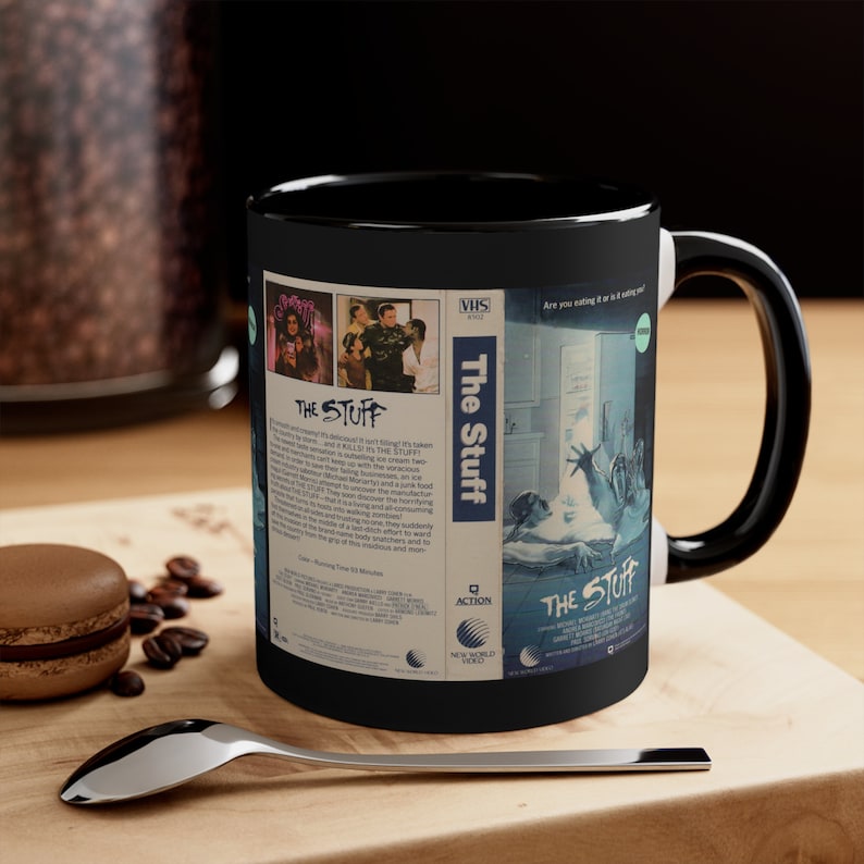 The Stuff VHS Cover Art 80s Horror Film Cult Classic Accent Coffee Mug ...