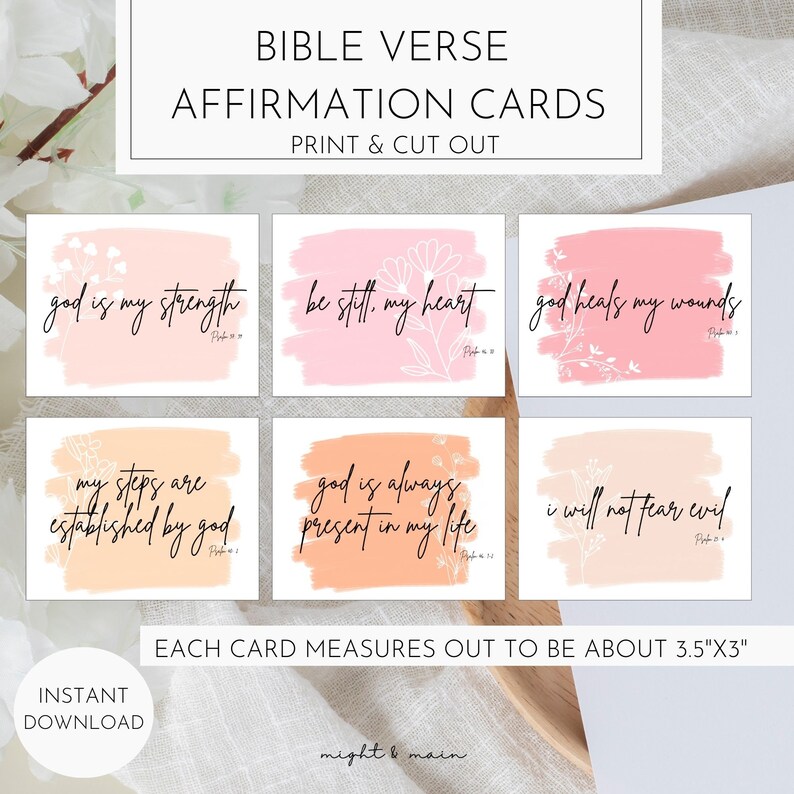 Watercolor Bible Verse Affirmation Cards | Printable Scripture Cards ...