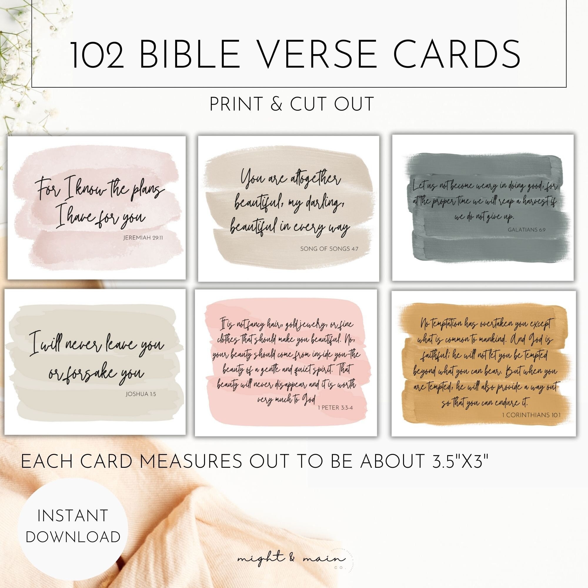 Encouragement Scripture Cards | Bible Verse Cards | Christian Printable ...