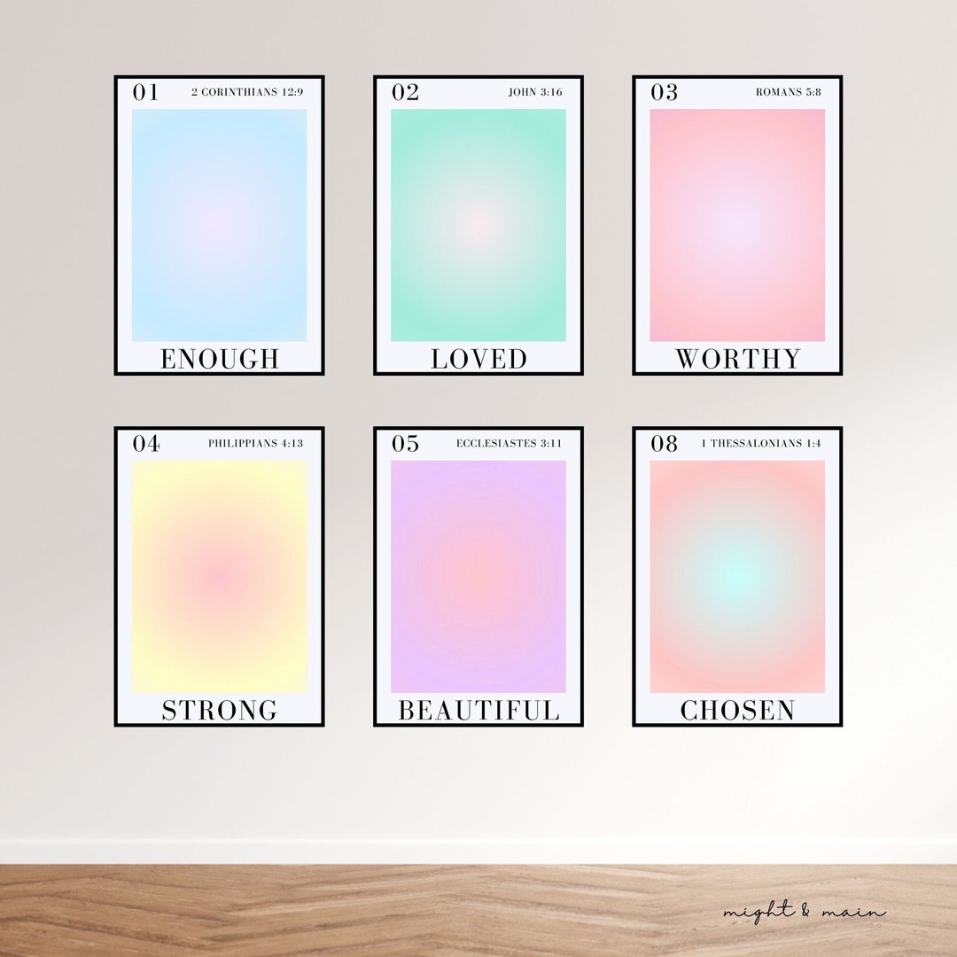 Y2K Decor, Christian Wall Art, 6 Piece Aura Wall Art Prints ...