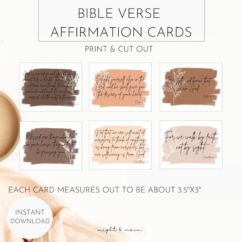 Watercolor Bible Verse Affirmation Cards | Boho Scripture (printable ...