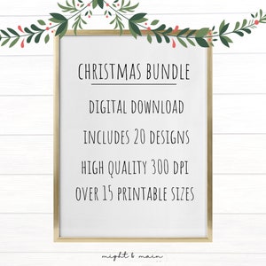 Christmas Printable Wall Art Bundle | Vintage Christmas Wall Decor ...