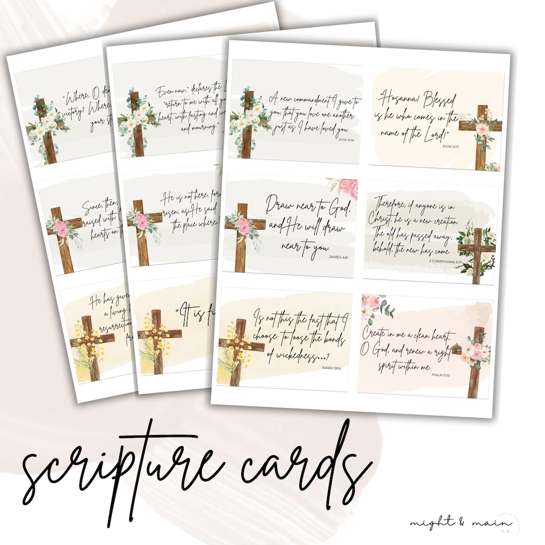 Easter Scripture Cards – Printable Lent Bible Verses (PDF Download) - Etsy