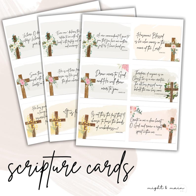 Easter Scripture Cards – Printable Lent Bible Verses (PDF Download) - Etsy