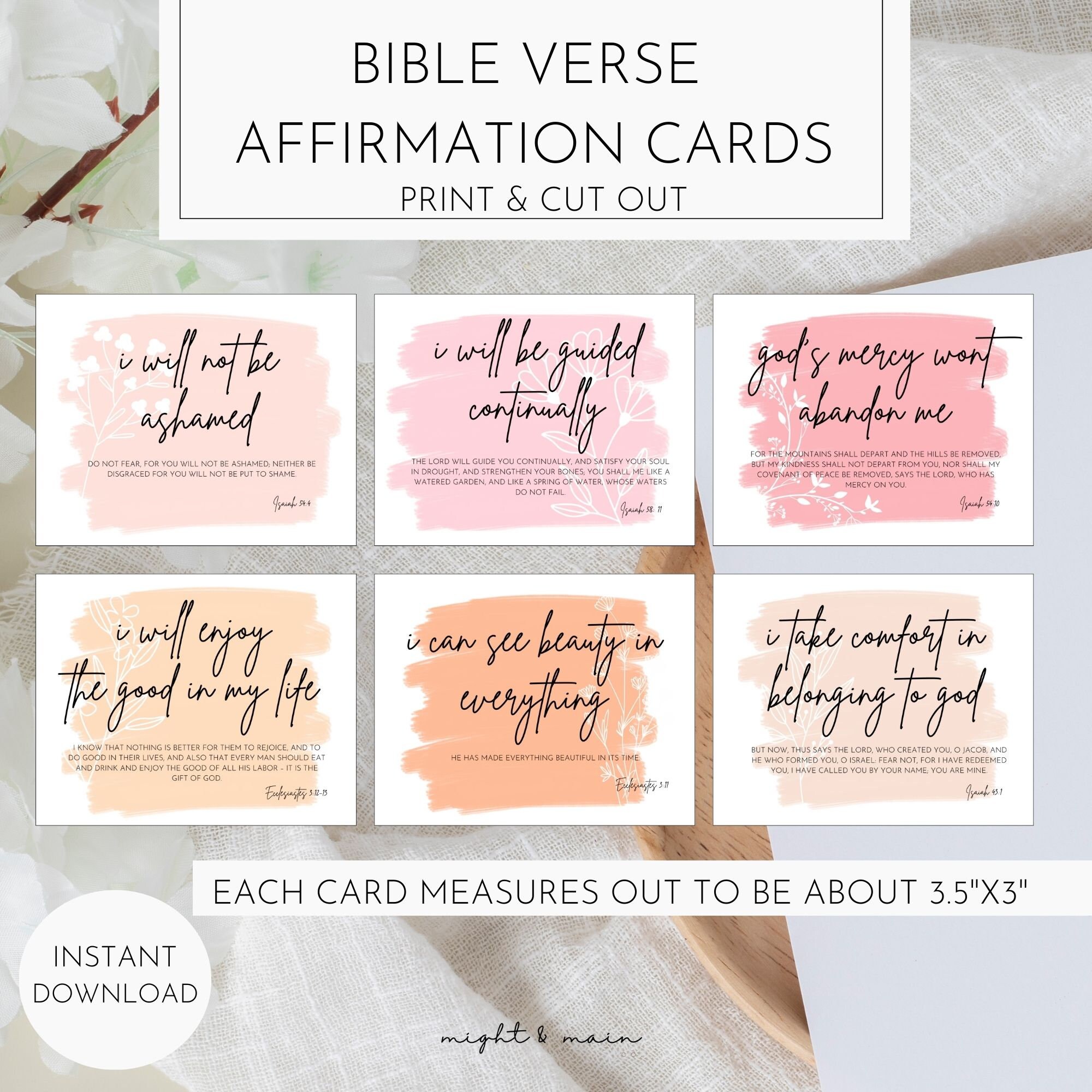 Watercolor Bible Verse Affirmation Cards | Printable Scripture Cards ...