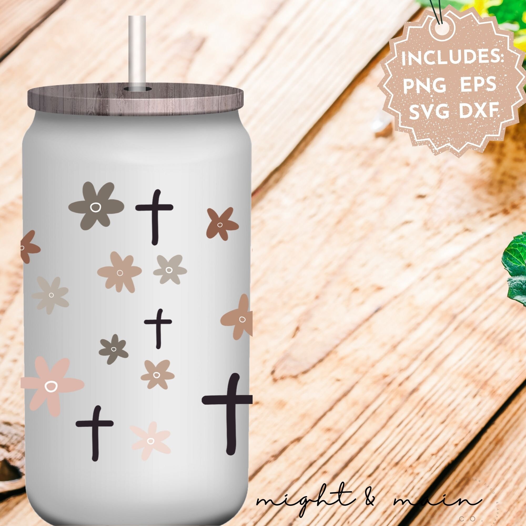 Jesus and Coffee Glass Can Wrap SVG, Floral Christian Glass Cup Svg, 16 ...