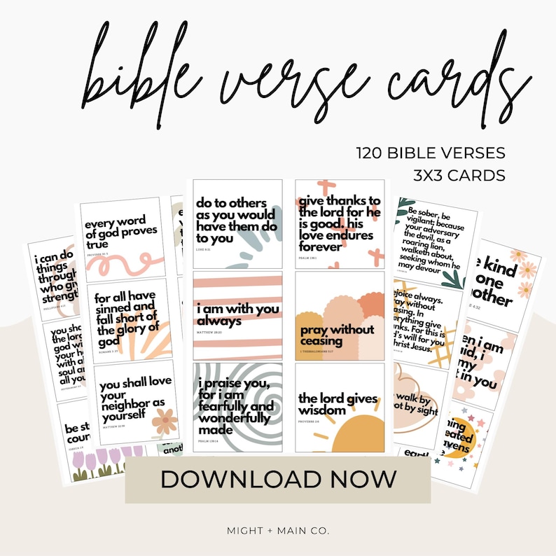 Prayer Cards | 120 Kids Bible Verse Cards | Scripture Memory Cards ...
