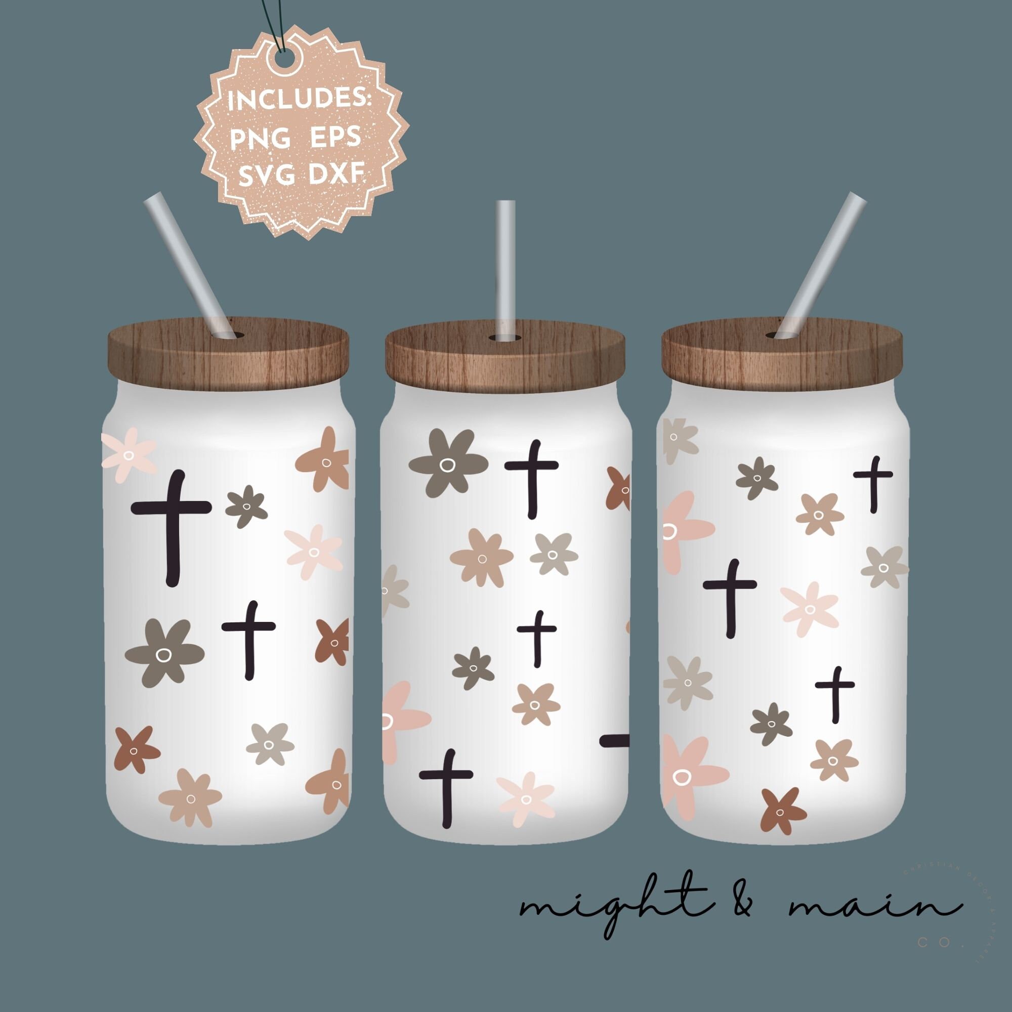 Jesus and Coffee Glass Can Wrap SVG, Floral Christian Glass Cup Svg, 16 ...