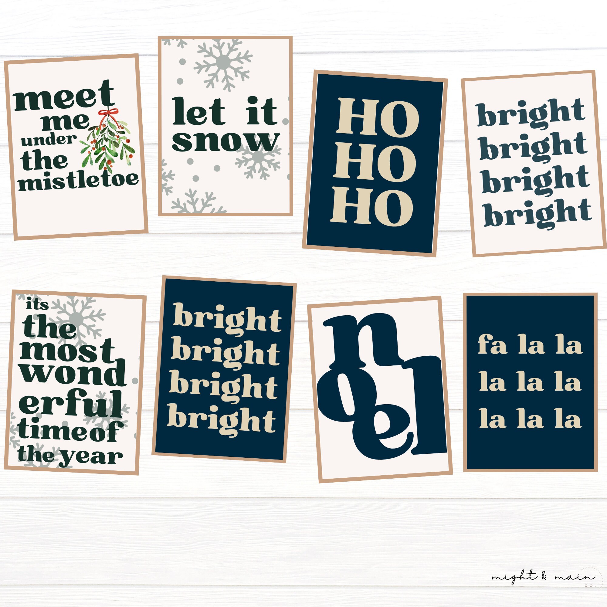 Christmas Printable Wall Art Bundle Vintage Christmas Wall Decor ...