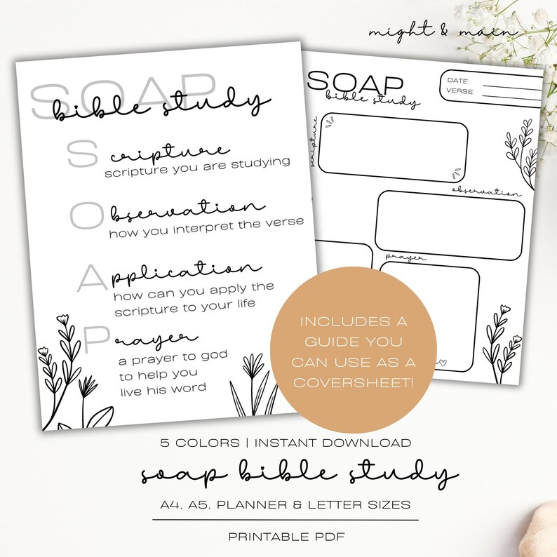 Bible Study Journal | Digital Bible Study Template for SOAP Method ...