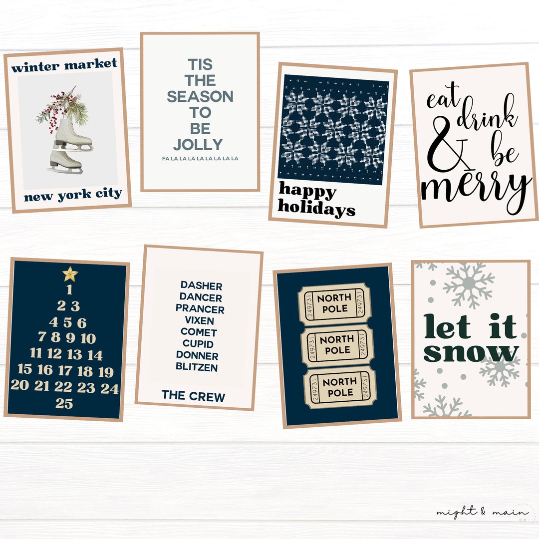 Christmas Printable Wall Art Bundle | Vintage Christmas Wall Decor ...