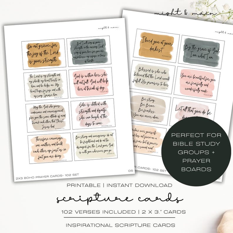 Boho Scripture Cards, Printable Bible Verse Cards, Prayer Board (PDF ...