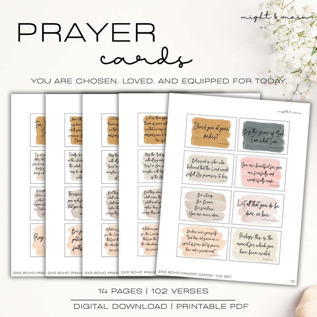 102 Scripture Cards, Printable Bible Verse Cards, Prayer Board ...