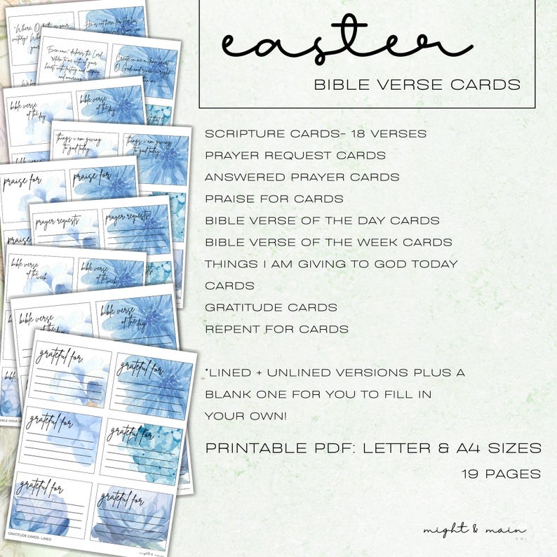 Printable Bible Verse Cards, Christian Holy Week, Prayer Cards, Prayer ...