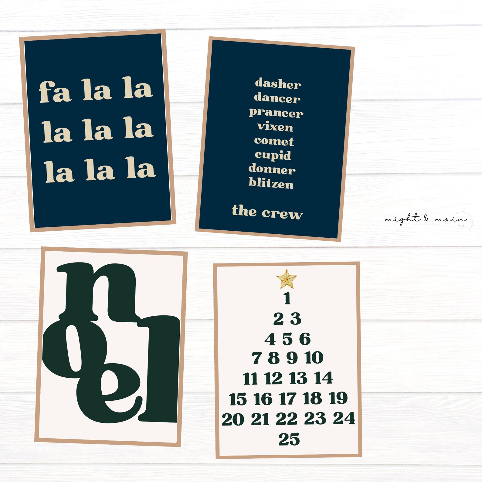 Christmas Printable Wall Art Bundle Vintage Christmas Wall Decor ...