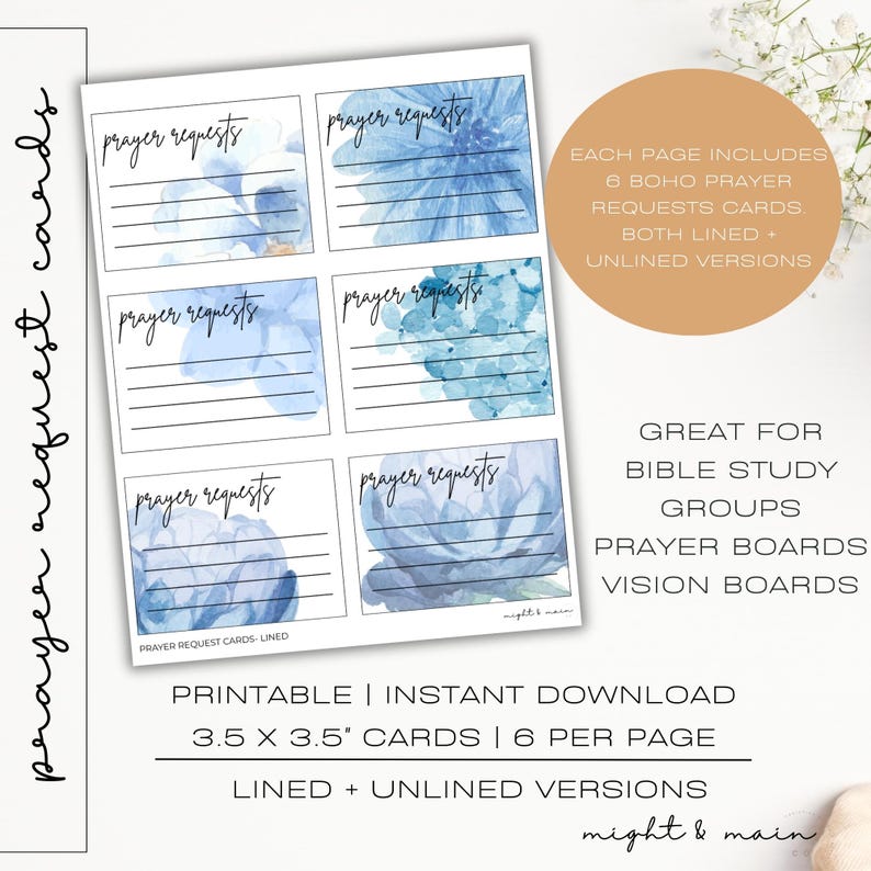 Printable Easter Scripture Cards, Christian Holy Week, Blue Floral ...