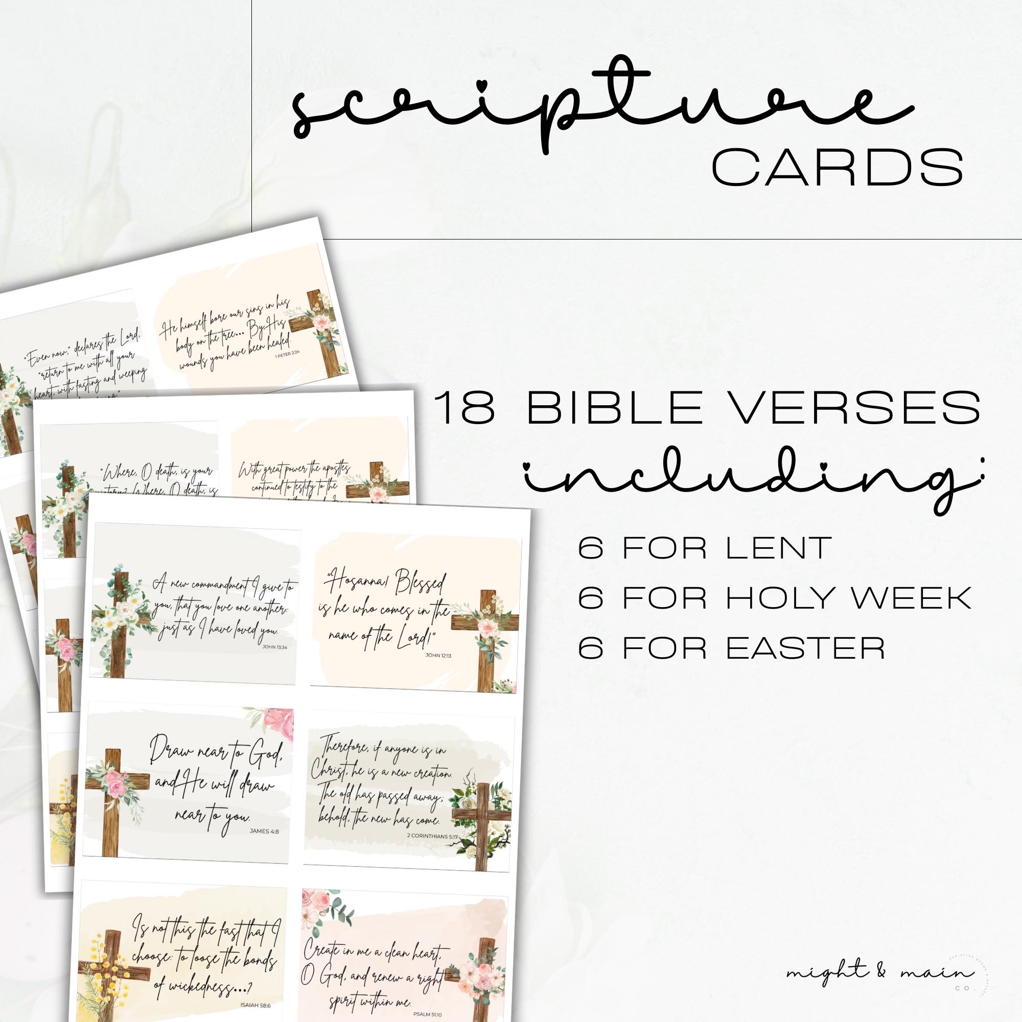 Easter Scripture Cards – Printable Lent Bible Verses (PDF Download) - Etsy