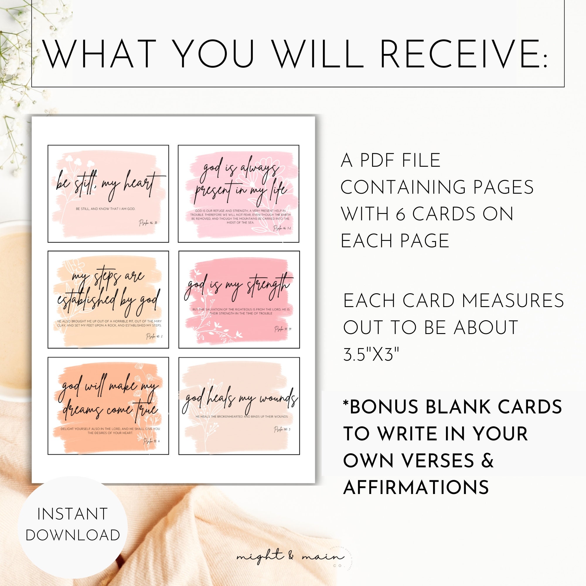 Affirmation Bible Verse Cards Prayer Board Cards Vision Board Printable ...