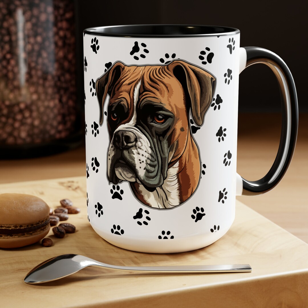 Boxer Dog and Background Coffee Mug, Two-tone Coffee Mugs, 15oz ...