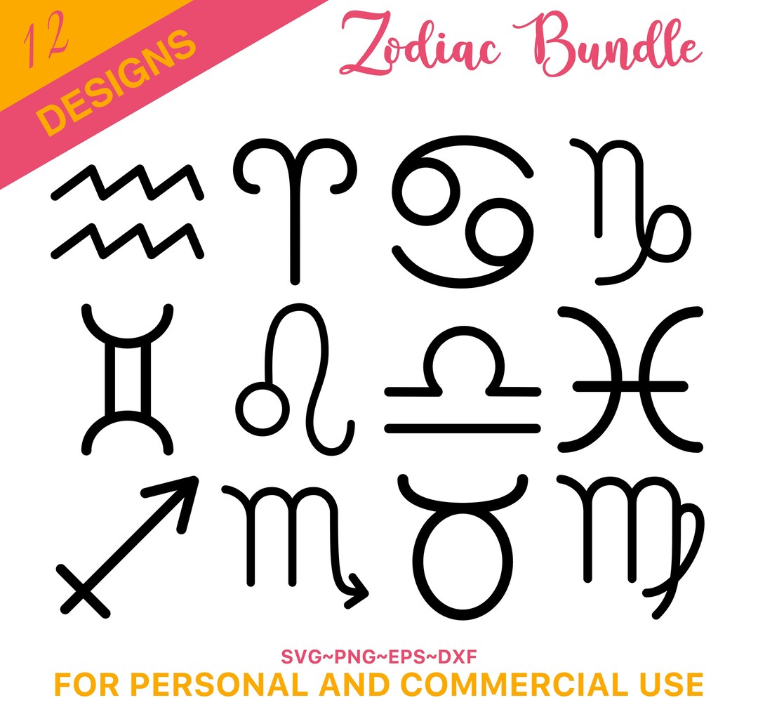 Zodiac Signs SVG Bundle, Astrology Signs Svg, Zodiac Symbols Svg ...