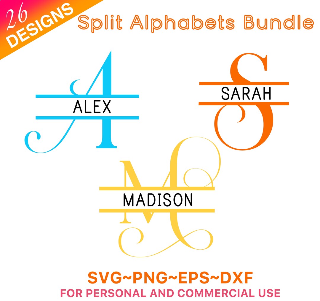Split Monogram Alphabet SVG, DXF, PNG, Split Monogram Frame Alphabet ...
