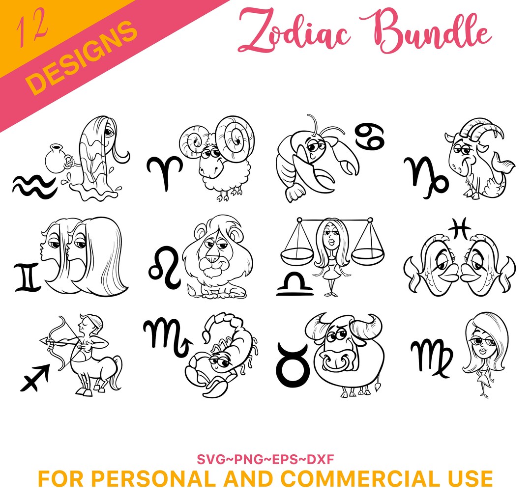 Zodiac Signs SVG Bundle, Astrology Signs Svg, Zodiac Symbols Svg ...