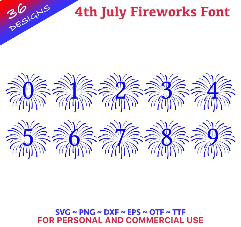 36 Fireworks FONT Svg, Usa Flag Alphabets and Numbers Svg, 4th July ...