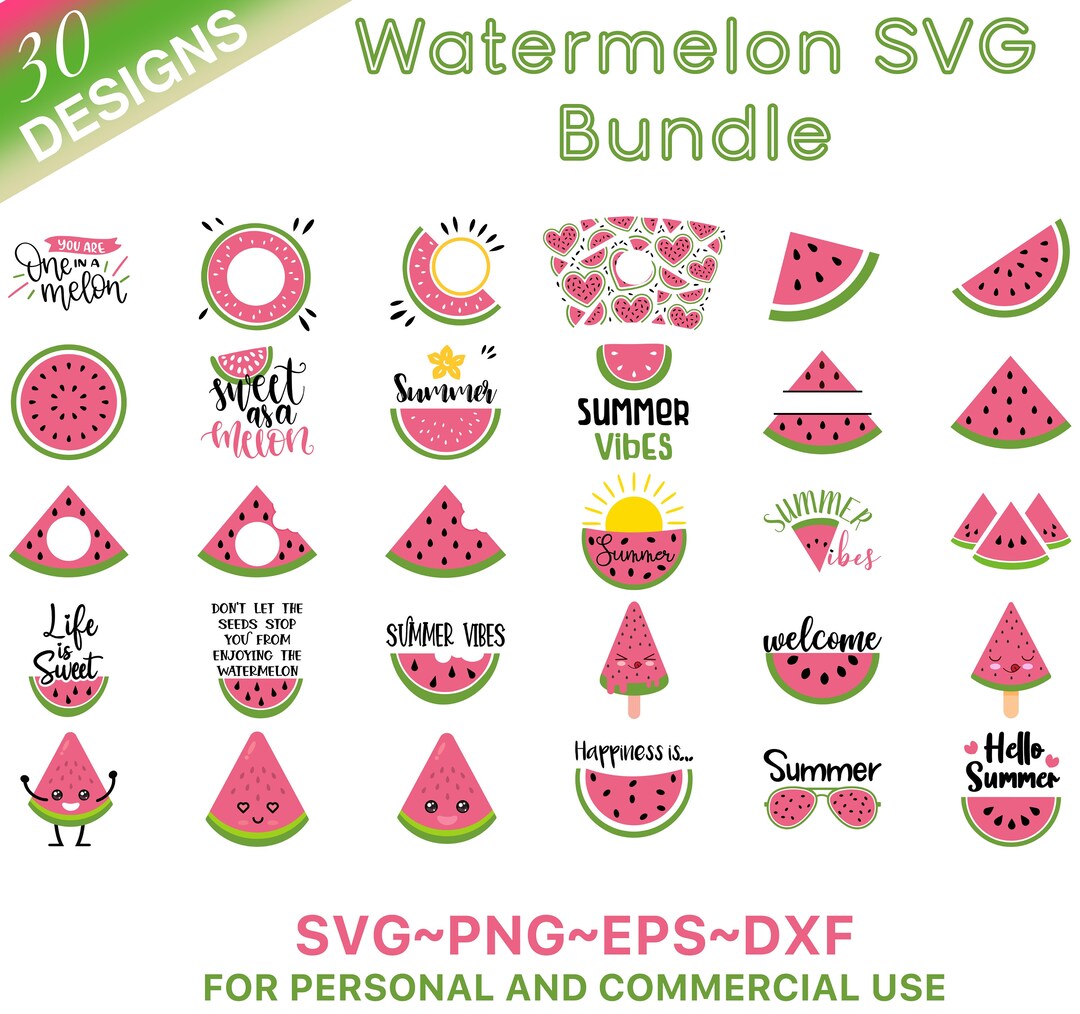 Watermelon SVG Bundle, Summer Fruit Svg, Watermelon Slice, Cut File ...