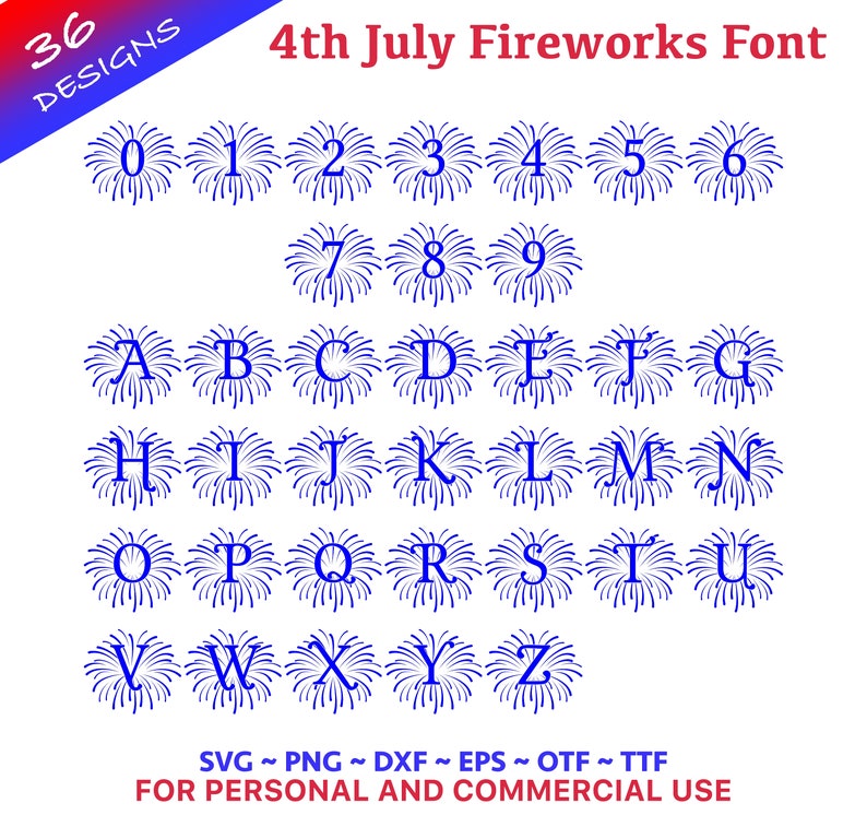 36 Fireworks FONT Svg, Usa Flag Alphabets and Numbers Svg, 4th July ...
