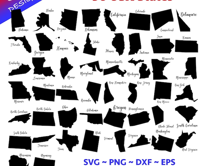All 50 States Outline SVG Bundle. United States Svg. US Outlines Svg ...