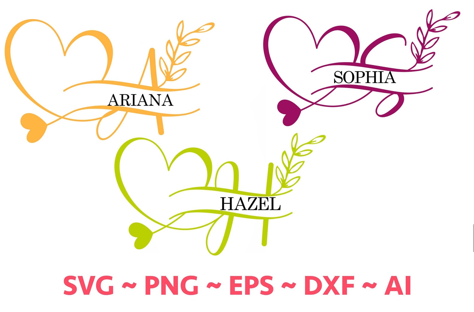 Fancy Split Monogram Alphabet SVG, DXF, PNG, Split Monogram Frame ...