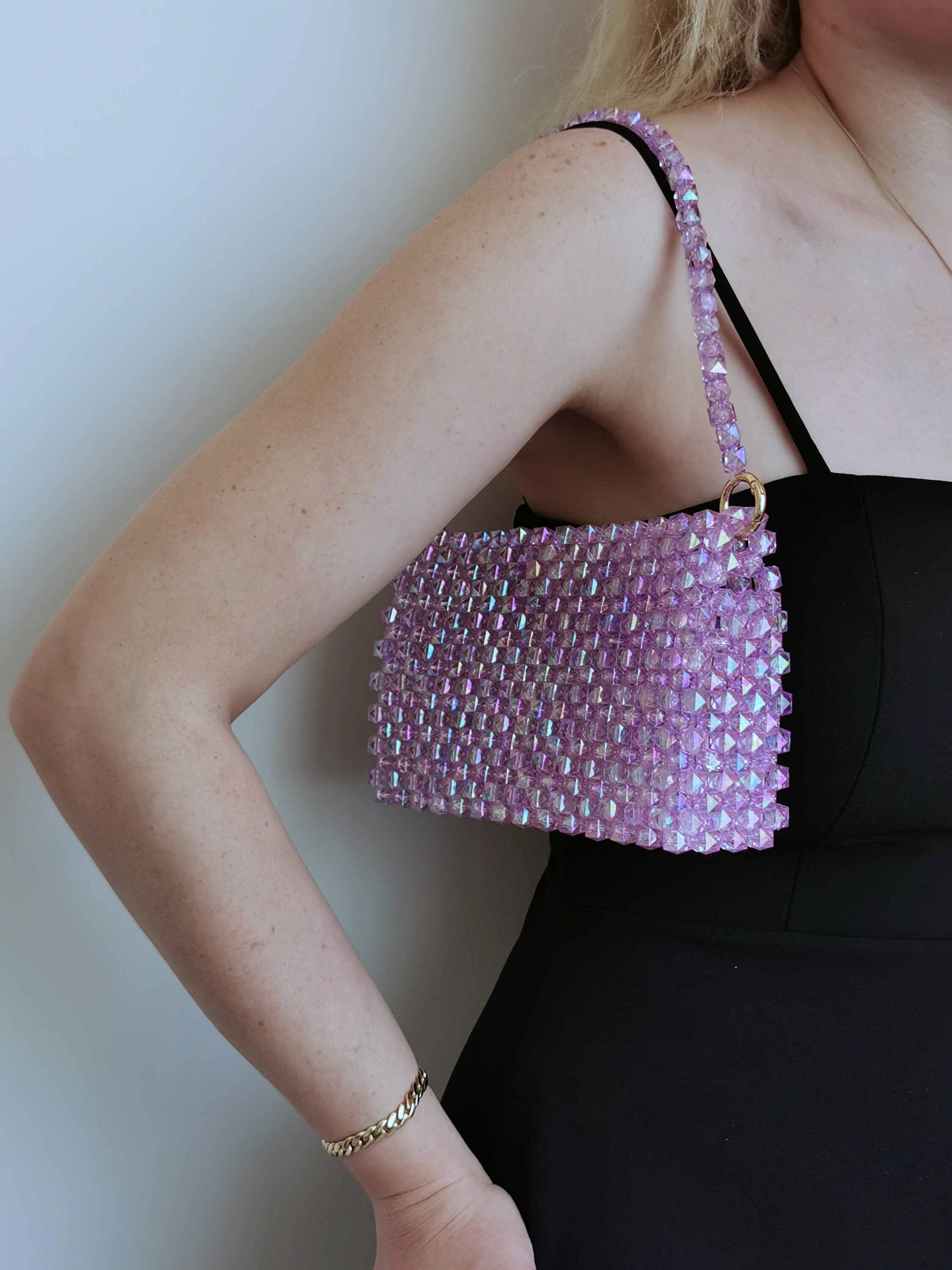 Handmade Lilac Crystal Bead Bag, Purple Shoulder Bag, Vintage Style - Etsy