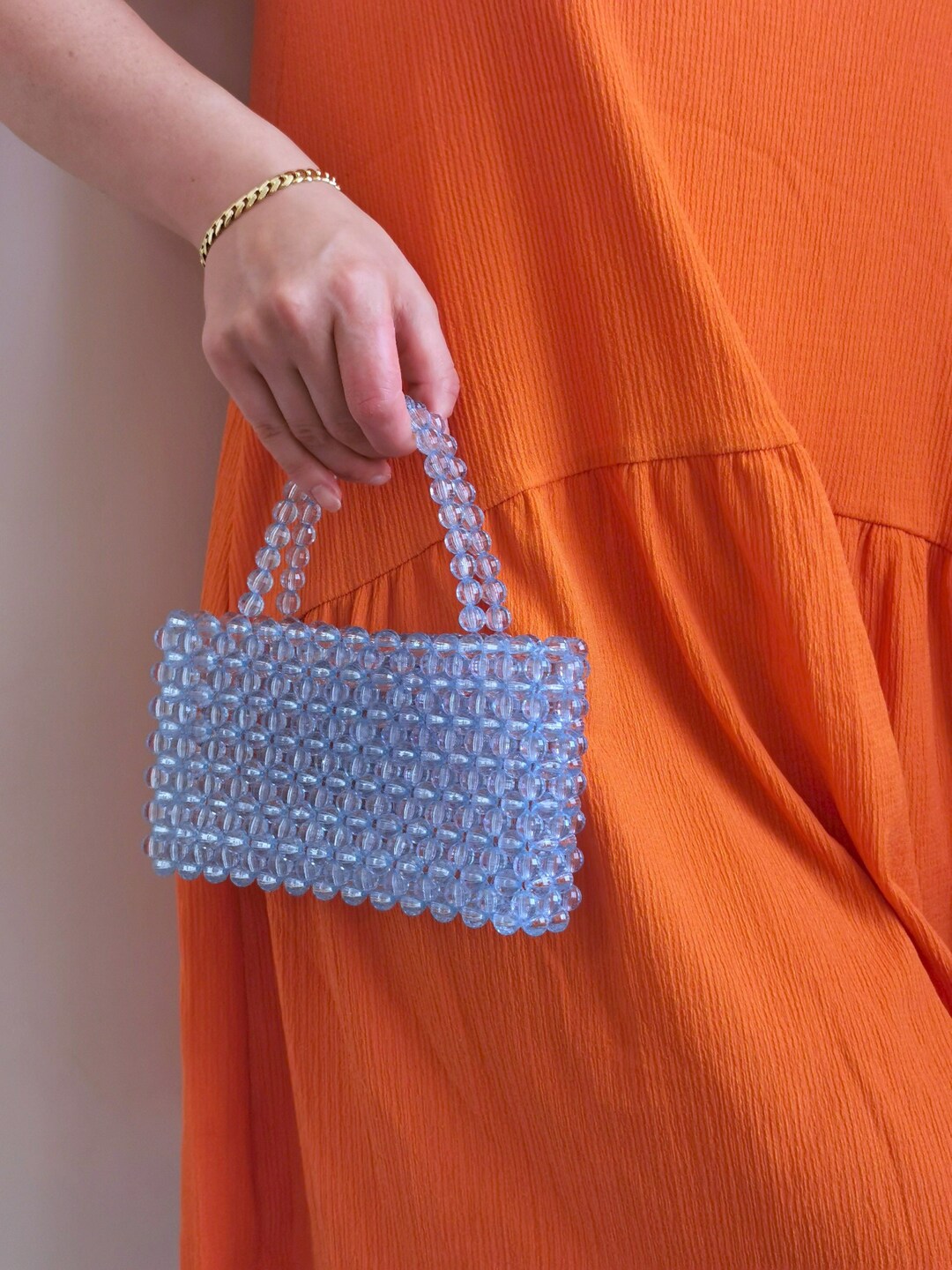 Chic Blue Acrylic Beaded Clutch - Handmade Evening Bag for a Luxe Look ...