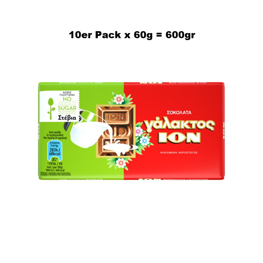 ION Milk Chocolate No Added Sugar With Stevia 60g pack of - Etsy
