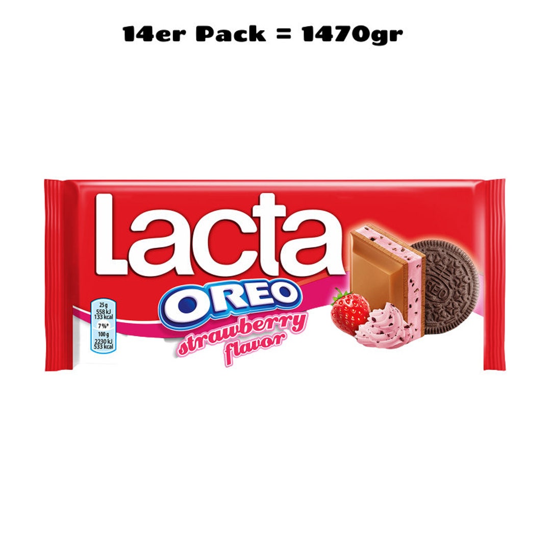 LACTA Oreo Chocolate With Strawberry 105gr pack of 14 - Etsy