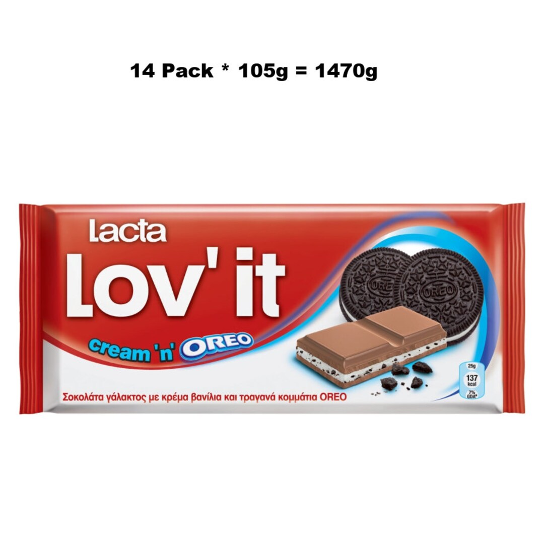 LACTA LOV IT Milk Chocolate Oreo Biscuit 105gr pack of 14 - Etsy