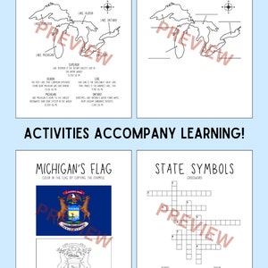 Michigan Activity, State Symbols, Geography of Michigan, Printable ...