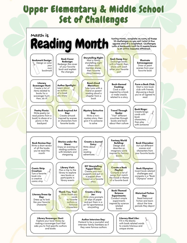 March is Reading Month Daily Challenges, Reading Log, Reading ...